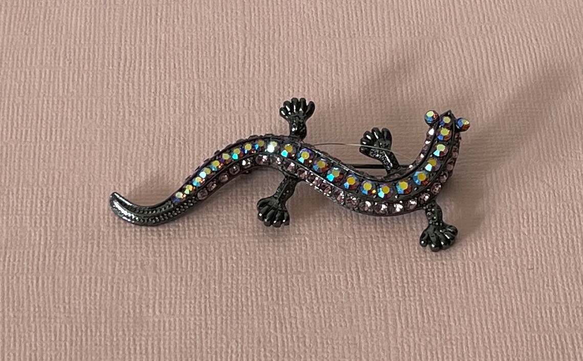 Vintage Aurora Borealis Rhinestone Lizard Brooch Gecko Pin - Etsy