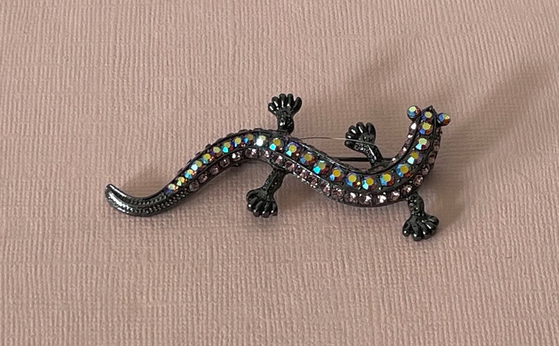 Vintage Aurora Borealis Rhinestone Lizard Brooch Gecko Pin - Etsy