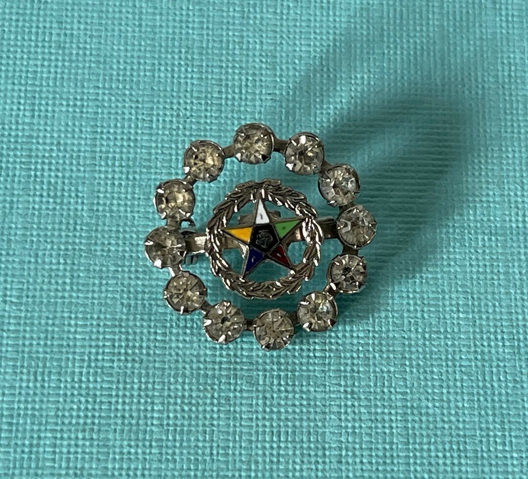 Vintage Order of the Eastern Star Brooch, Rhinestone Eastern Star Pin ...