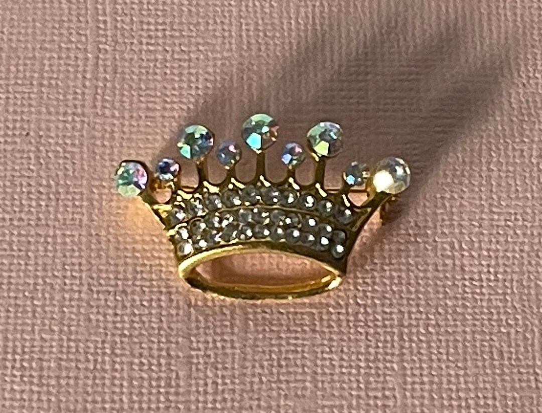 Rhinestone Crown Brooch, Queen Jewelry, Princess Jewelry, Gold Crown ...