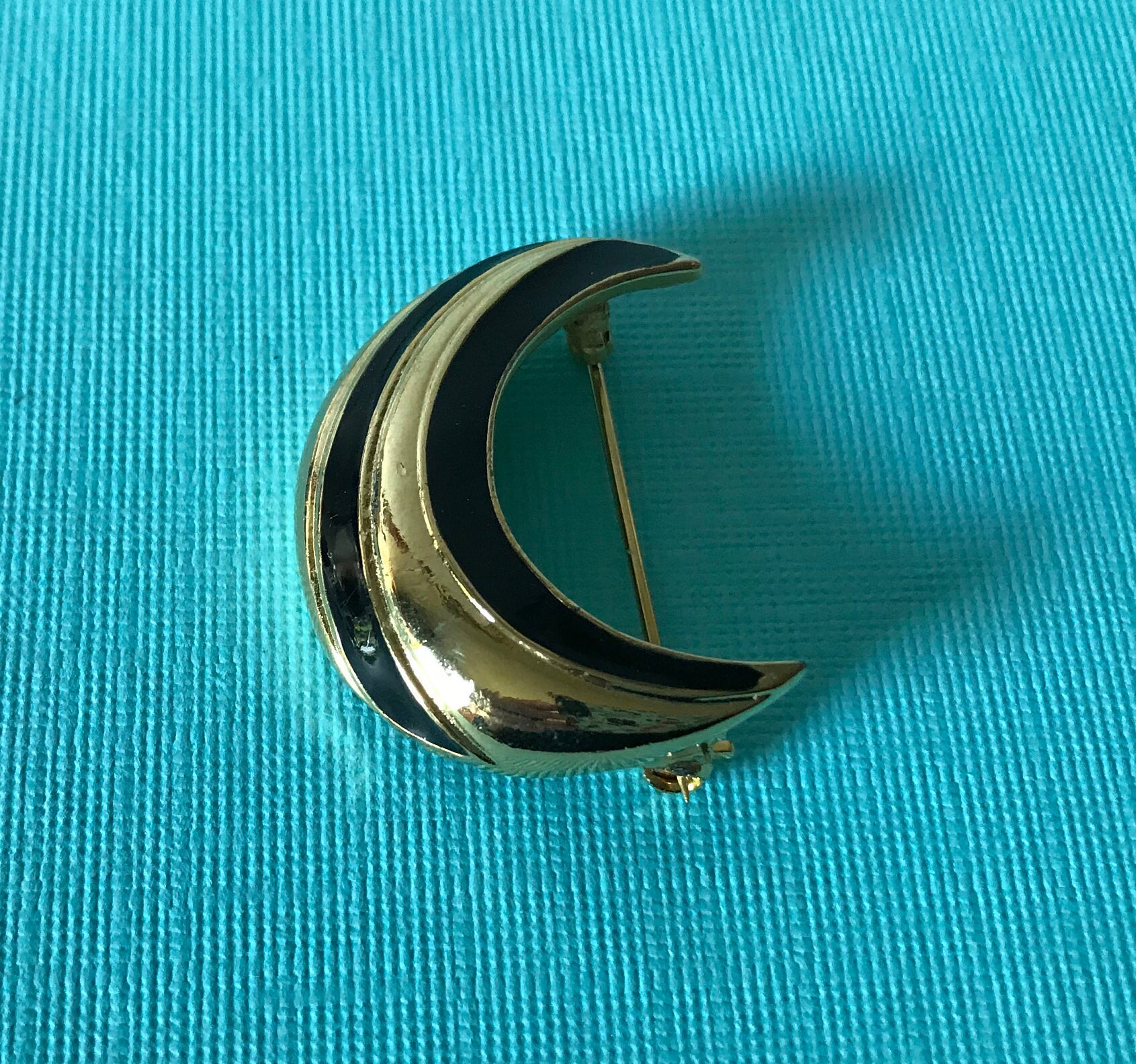 Black and Gold Crescent Moon Pin Moon Pin Waning Crescent | Etsy