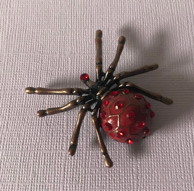 Red Rhinestone Spider Pin Spider Brooch Halloween Spider | Etsy