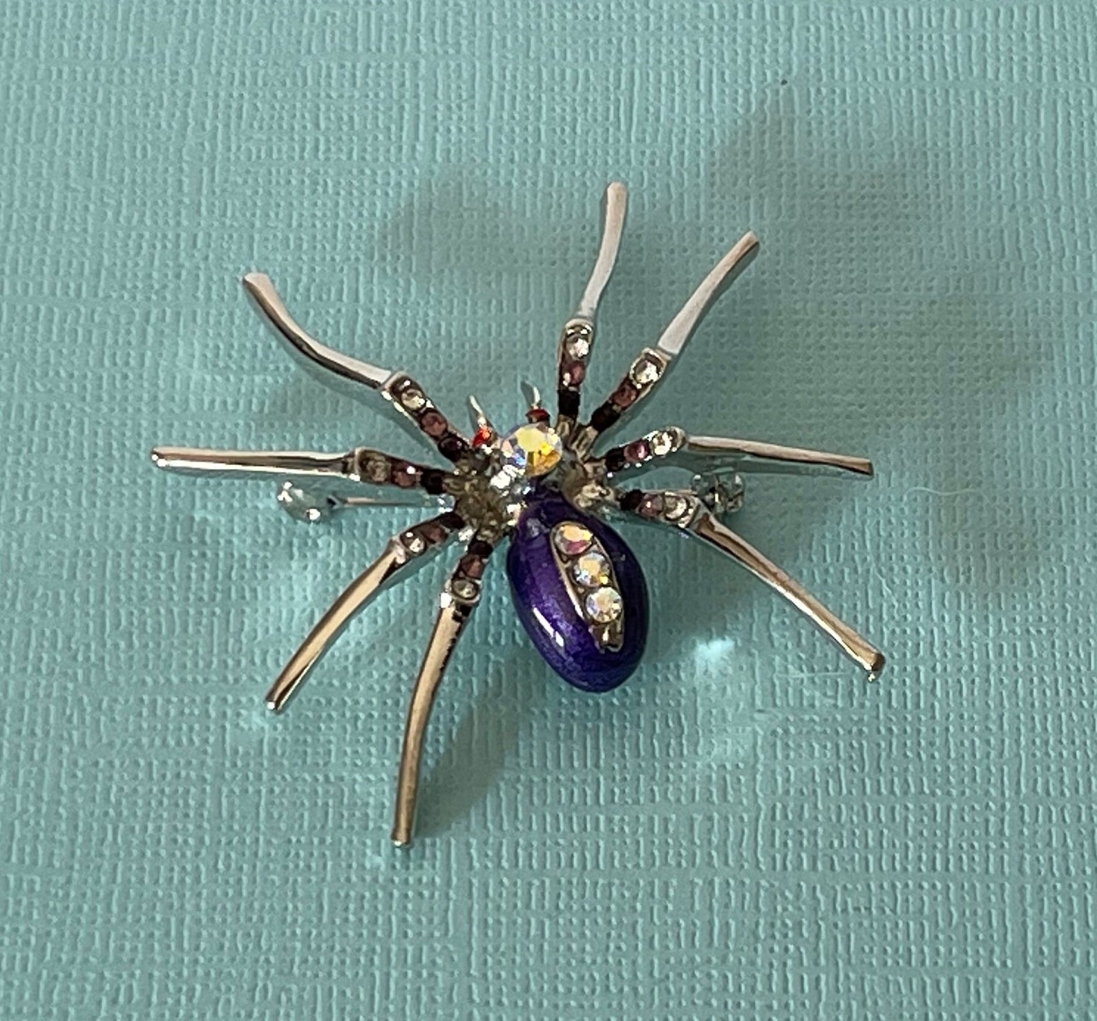 Rhinestone Spider Pin Purple Spider Pin Silver Spider Pin - Etsy
