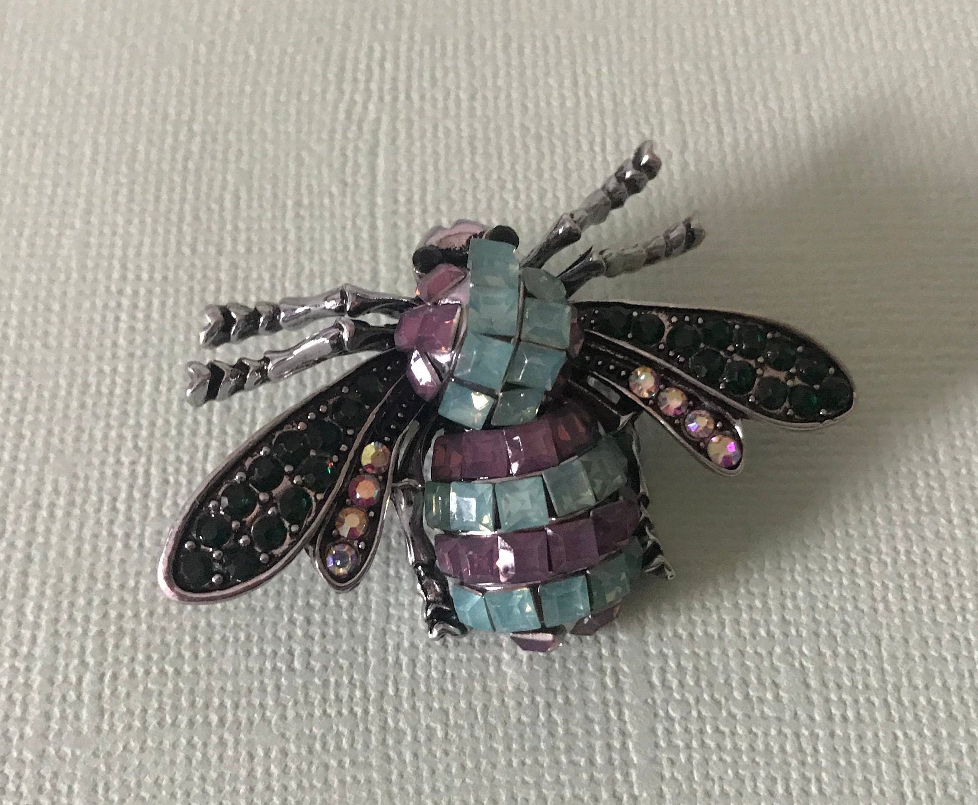 Rhinestone bee pin blue and purple bee pin bumble bee pin | Etsy