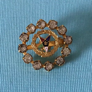 Vintage Order of the Eastern Star Rhinestone Brooch, OES Jewelry ...