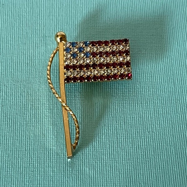 Rhinestone Flag Pin - Etsy