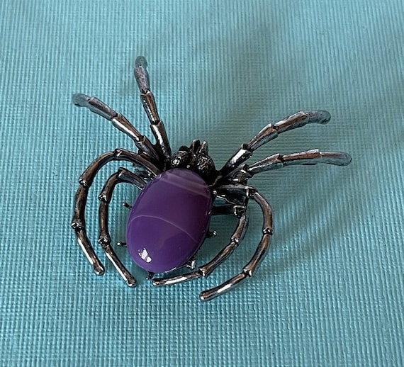 Purple spider brooch, spider pin, spider jewelry, Hal… - Gem