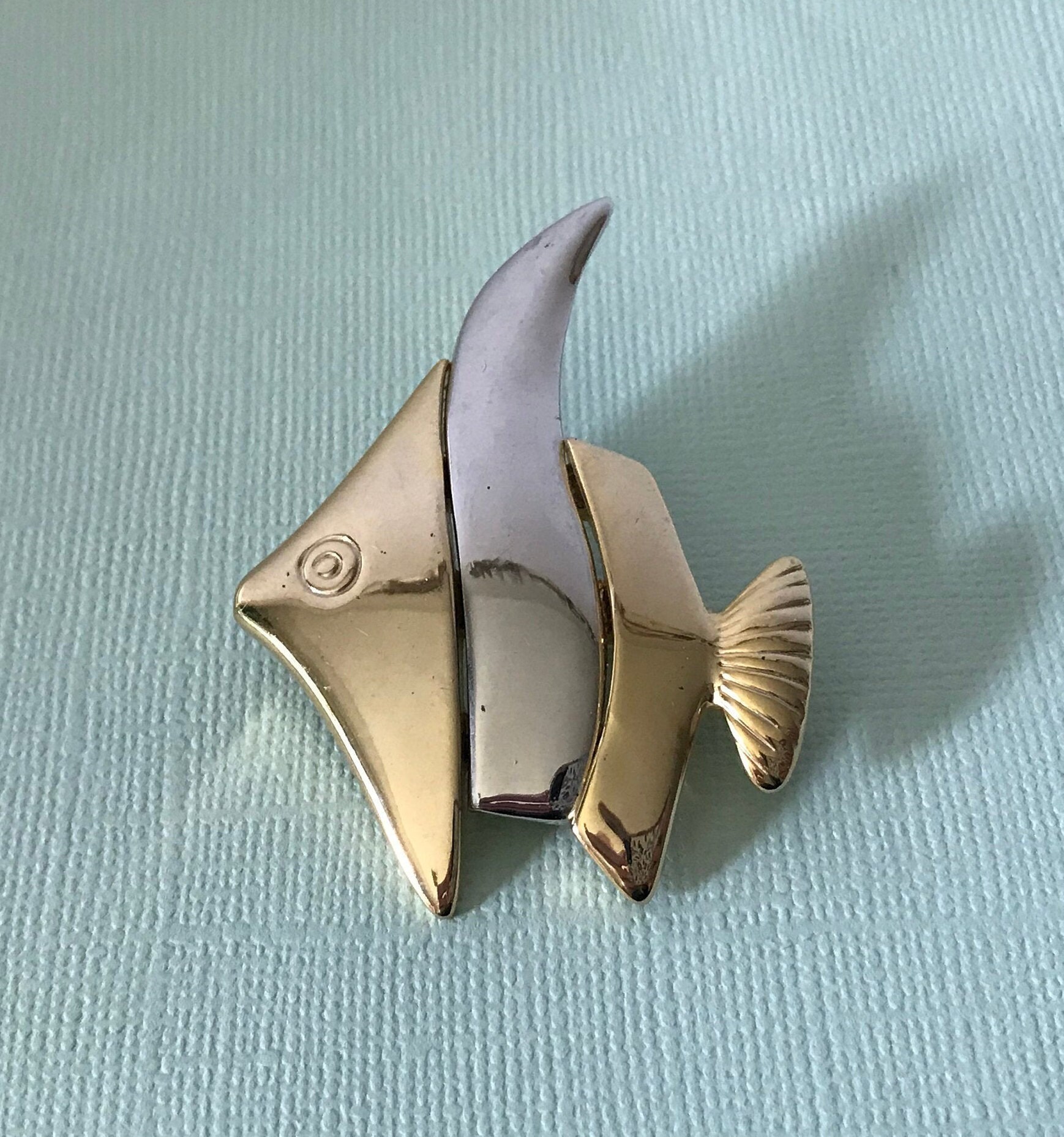 Vintage Gold and Silver Fish Brooch Angel Fish Brooch Zebra - Etsy
