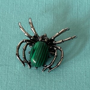 Green Malachite Spider Brooch, Spider Pin, Malachite Spider Pin ...