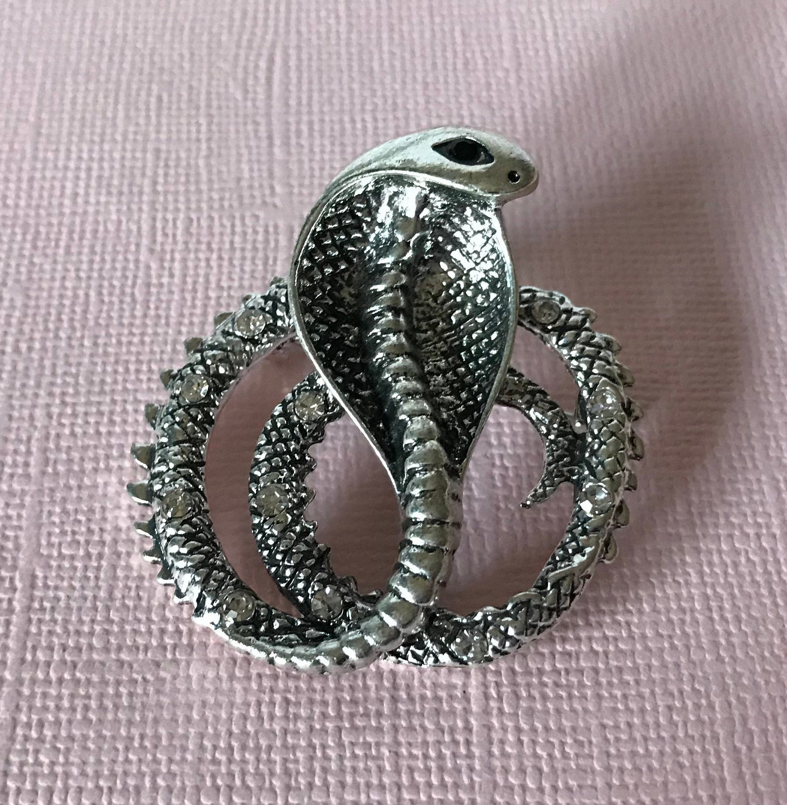 Silver snake brooch rhinestone snake brooch cobra brooch | Etsy