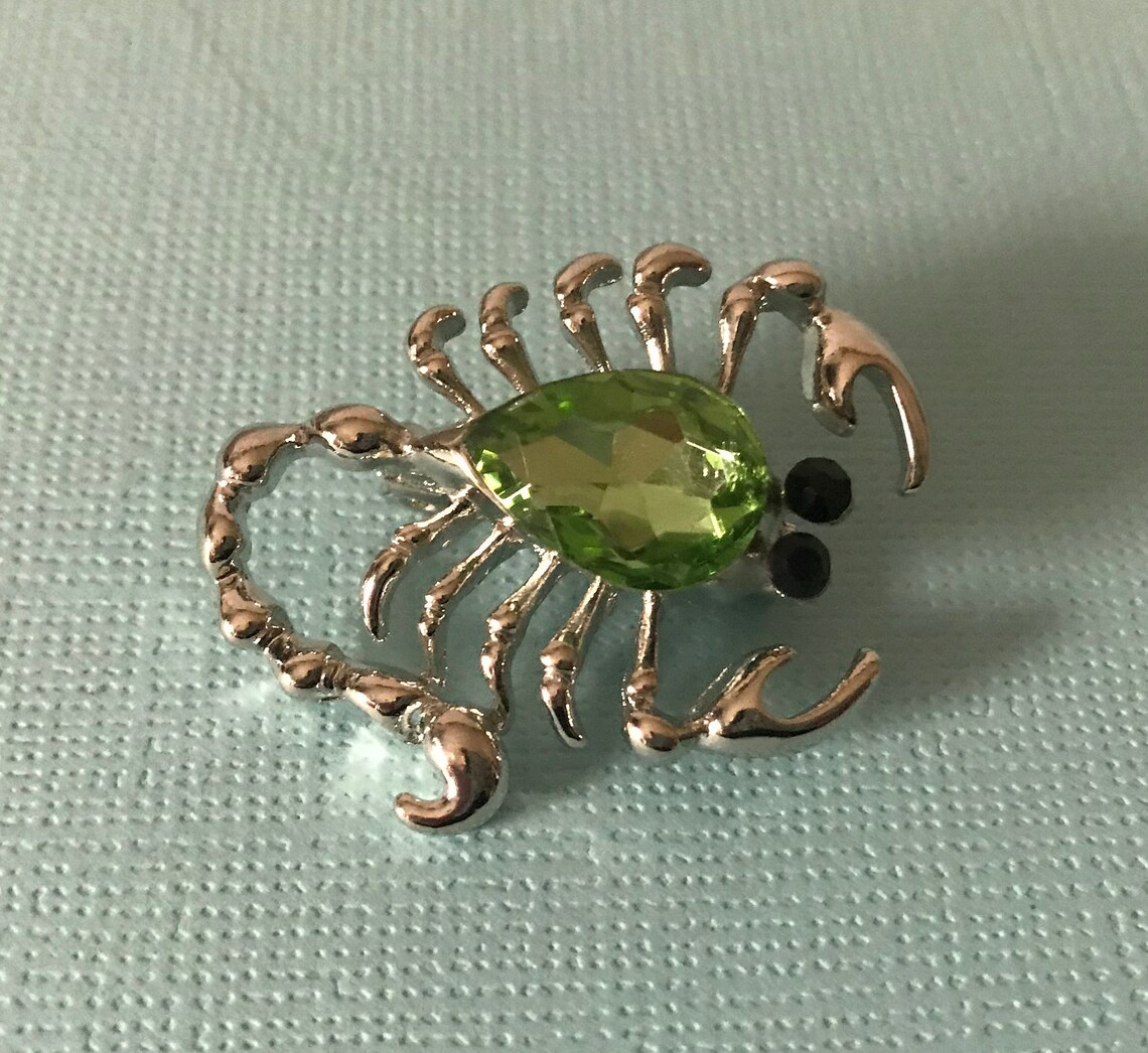 Rhinestone Scorpion Pin Scorpion Brooch Green Scorpion Pin | Etsy
