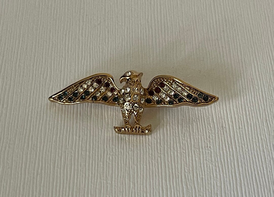 Vintage Eagle Brooch, Rhinestone Eagle Pin, American Eagle Pin ...