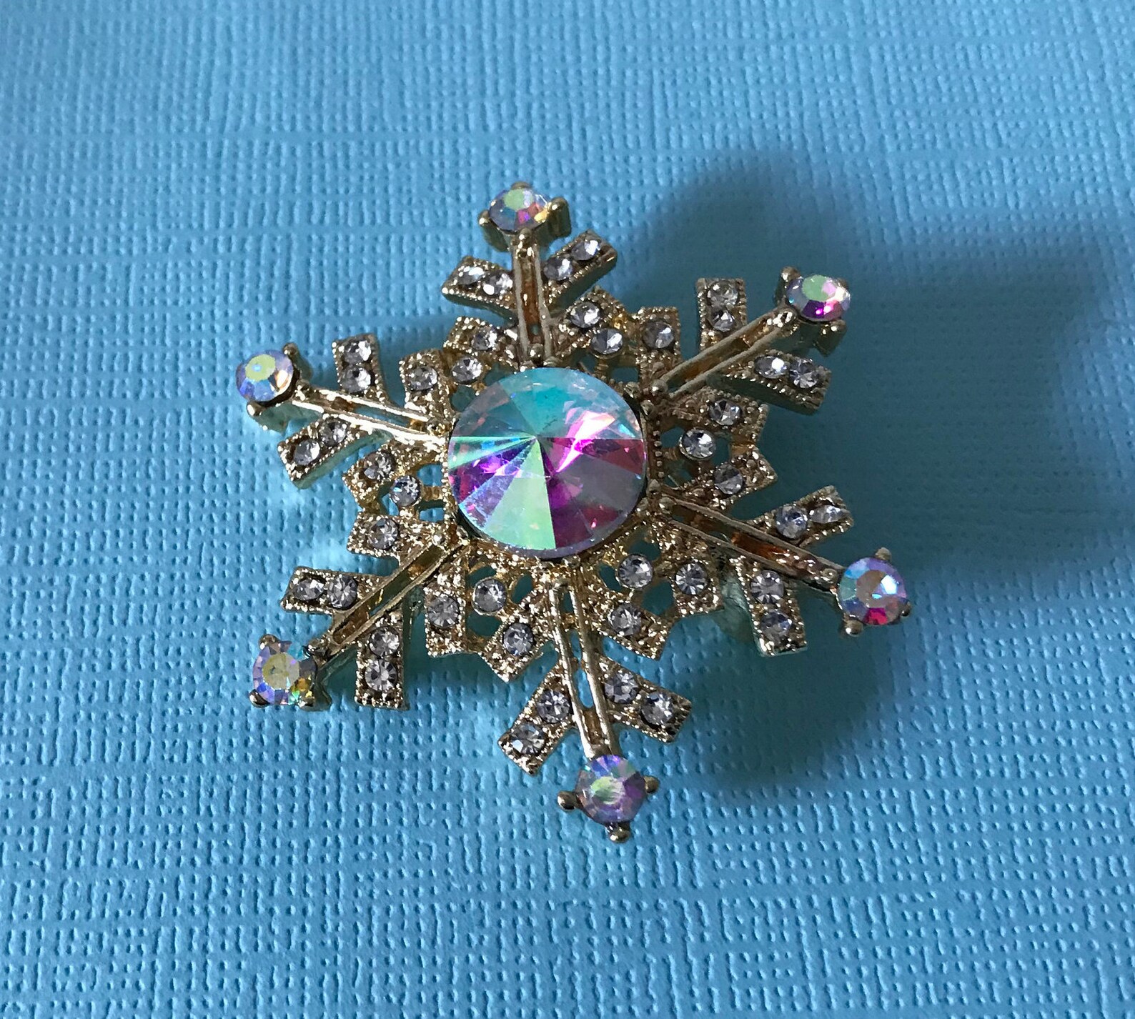 Rhinestone snowflake brooch rivoli rhinestone snowflake pin | Etsy