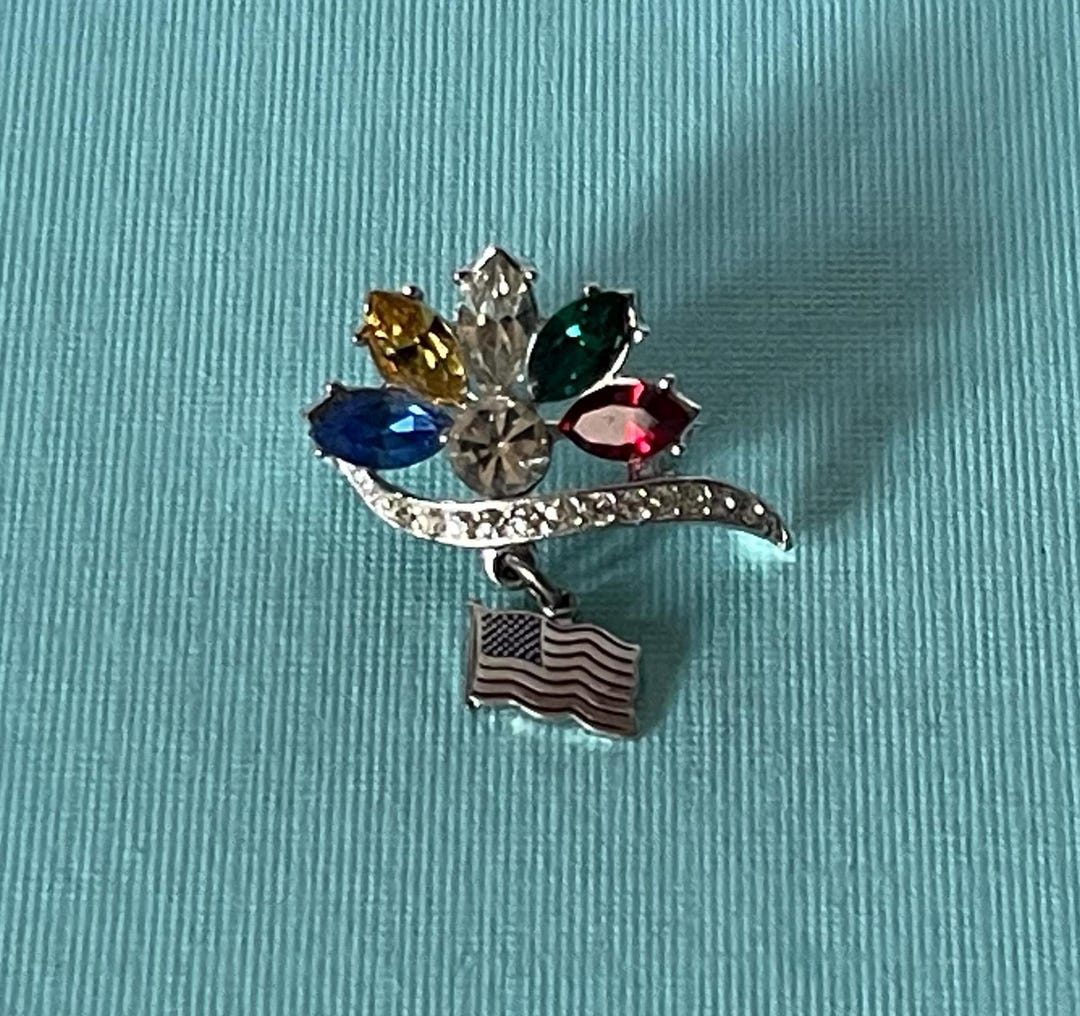Vintage Order of the Eastern Star Brooch, OES Pin With Flag, Patriotic ...
