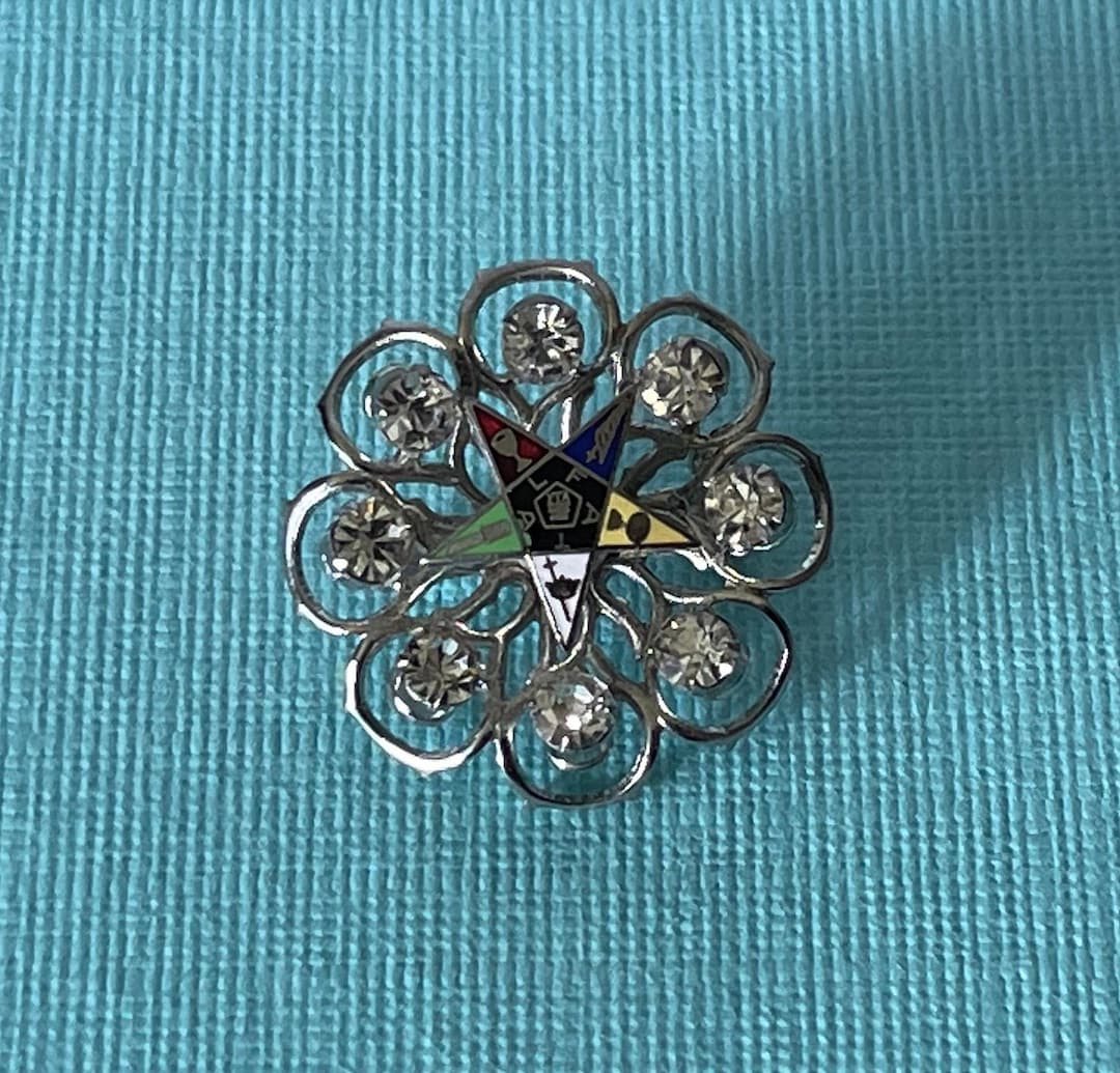 Vintage Order of the Eastern Star Brooch, Eastern Star Flower Brooch ...