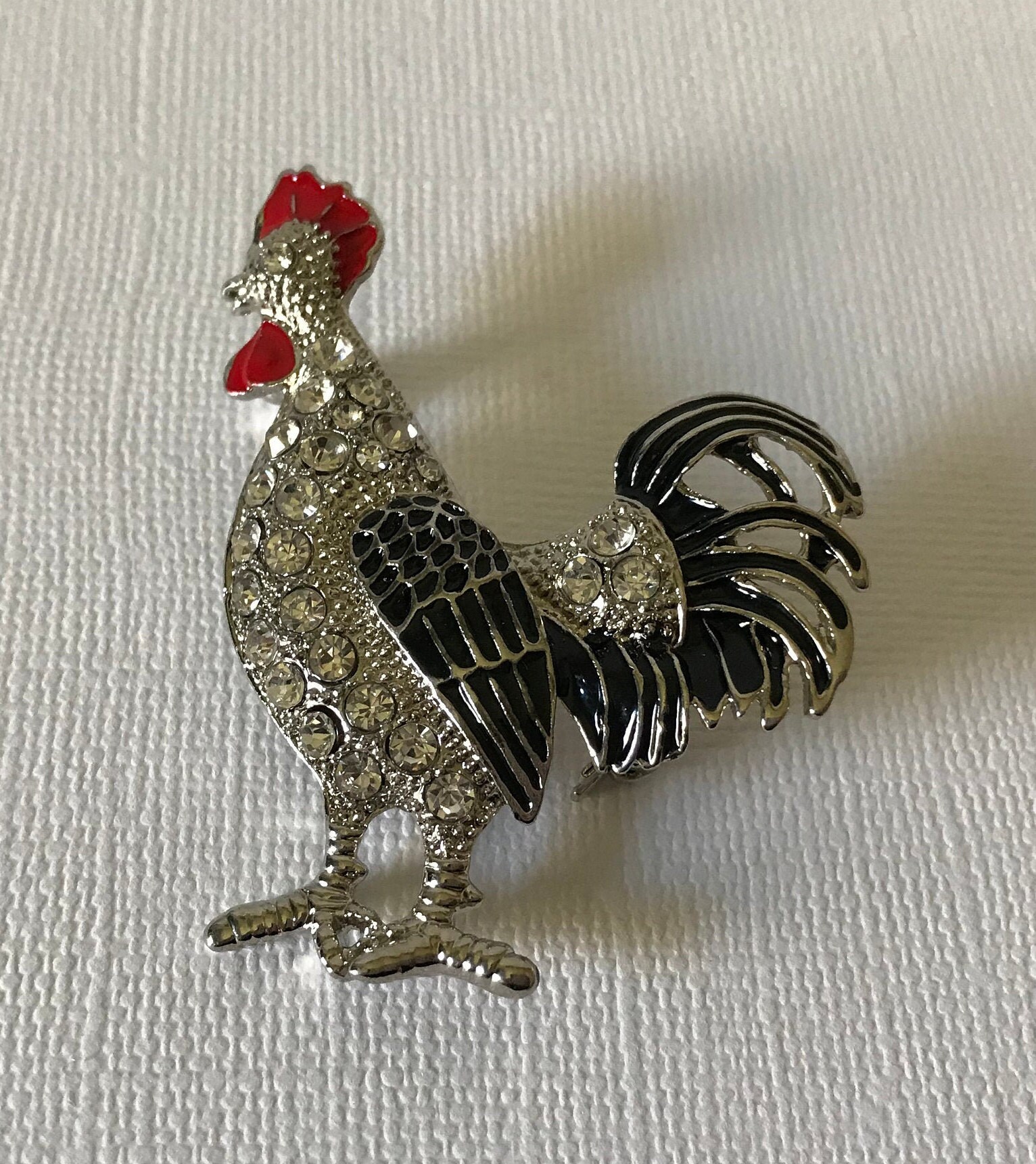 Rooster Brooch Vintage Rooster Pin Rhinestone Rooster Pin | Etsy