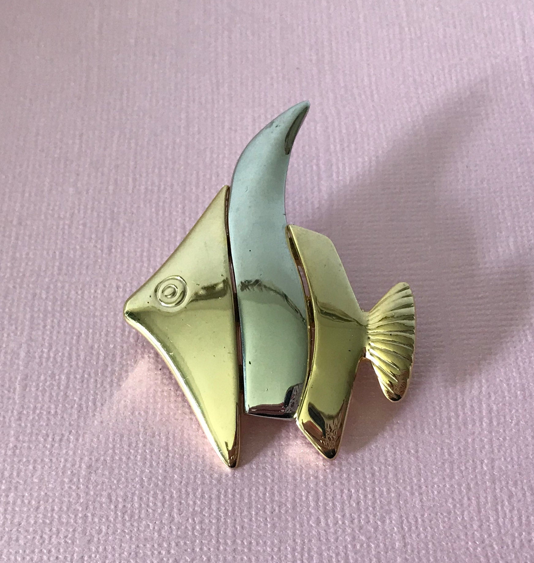 Vintage Gold and Silver Fish Brooch Angel Fish Brooch Zebra - Etsy