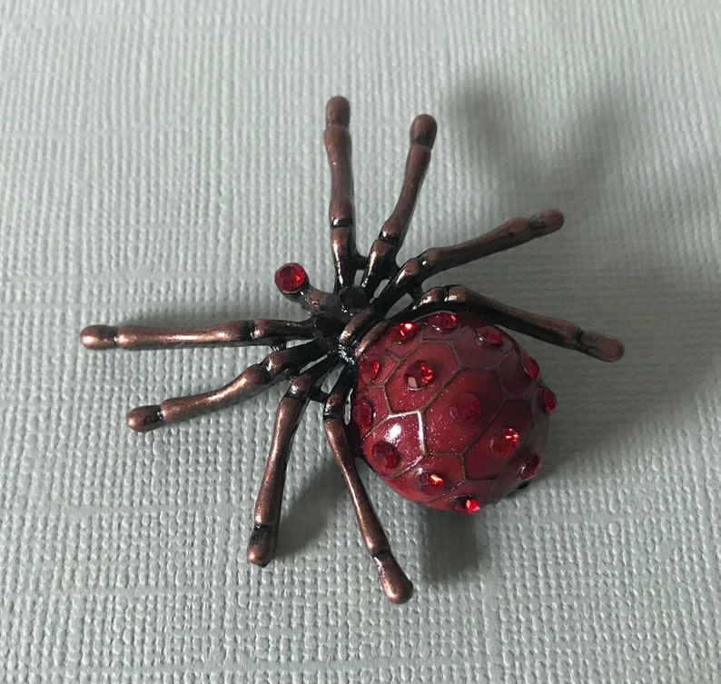 Red Rhinestone Spider Pin Spider Brooch Halloween Spider | Etsy