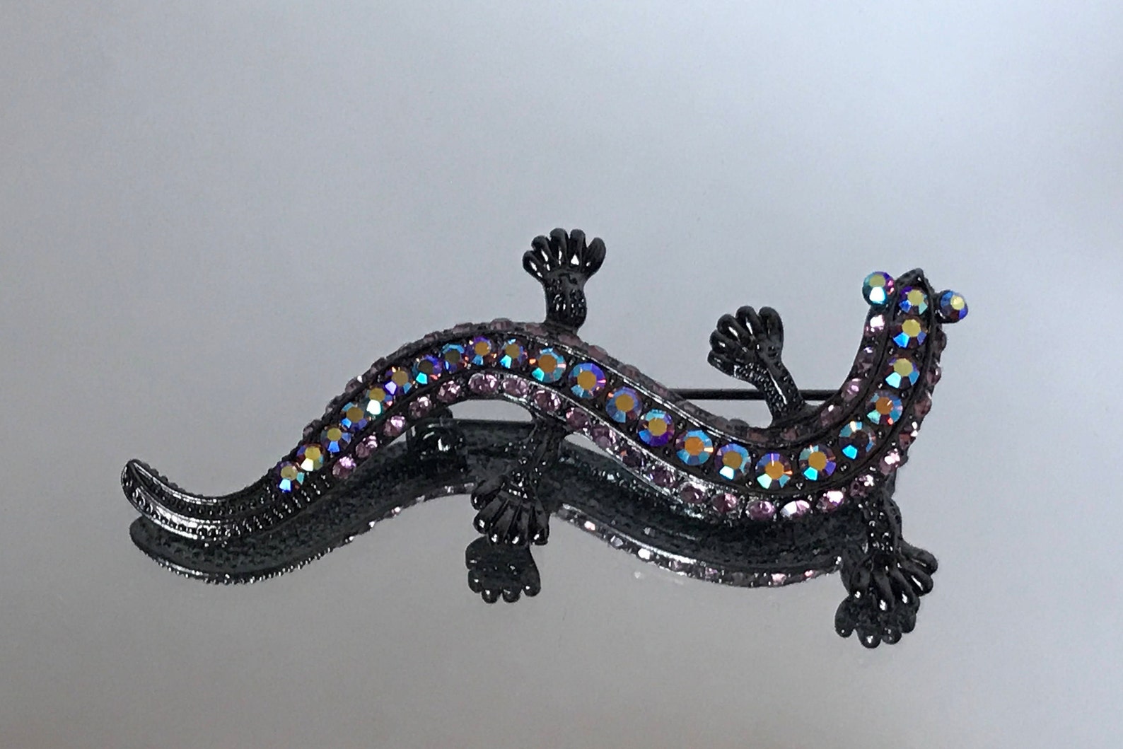 Vintage aurora borealis rhinestone lizard brooch gecko pin | Etsy