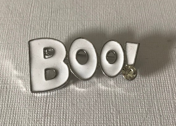 Hallowen Boo pin, boo pin, boo brooch, rhinestone boo… - Gem