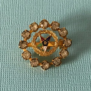Vintage Order of the Eastern Star Rhinestone Brooch, OES Jewelry ...