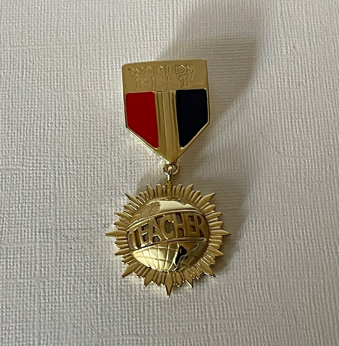 Vintage Worlds Best Teacher Pin, Worlds Best Teacher Pin, Gold Tone ...