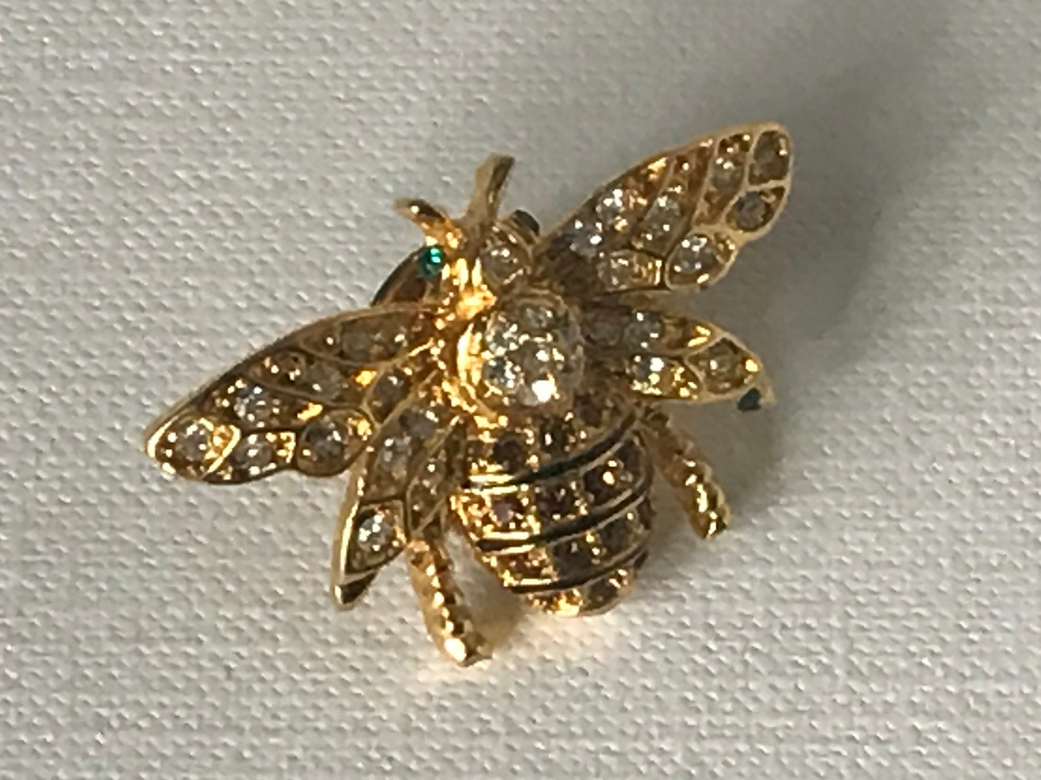 Vintage rhinestone bee pin bee lapel pin gold tone bee pin | Etsy
