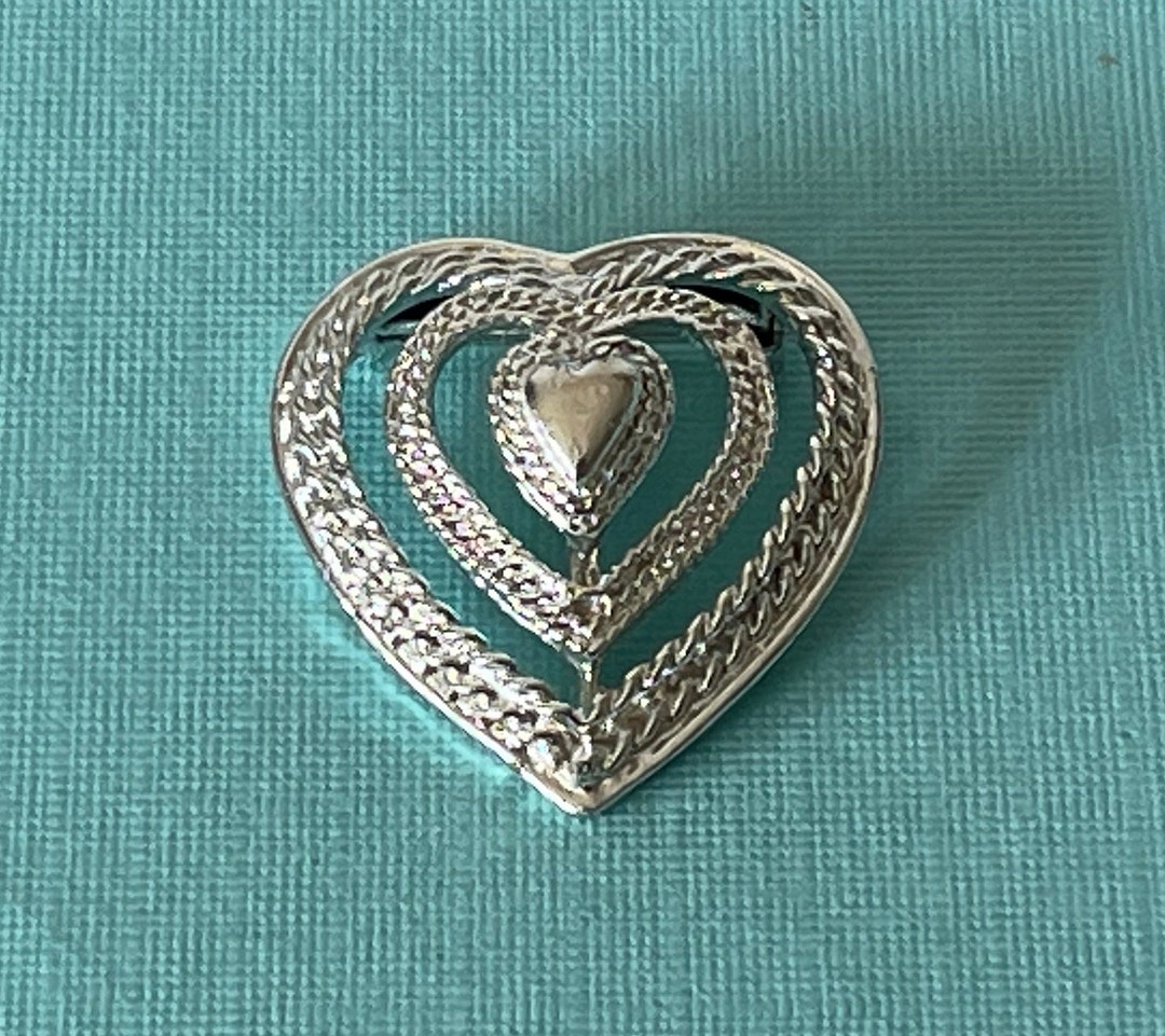 Signed Gerry's Heart Pin, Vintage Gerry's Heart Pin, Triple Heart Pin ...