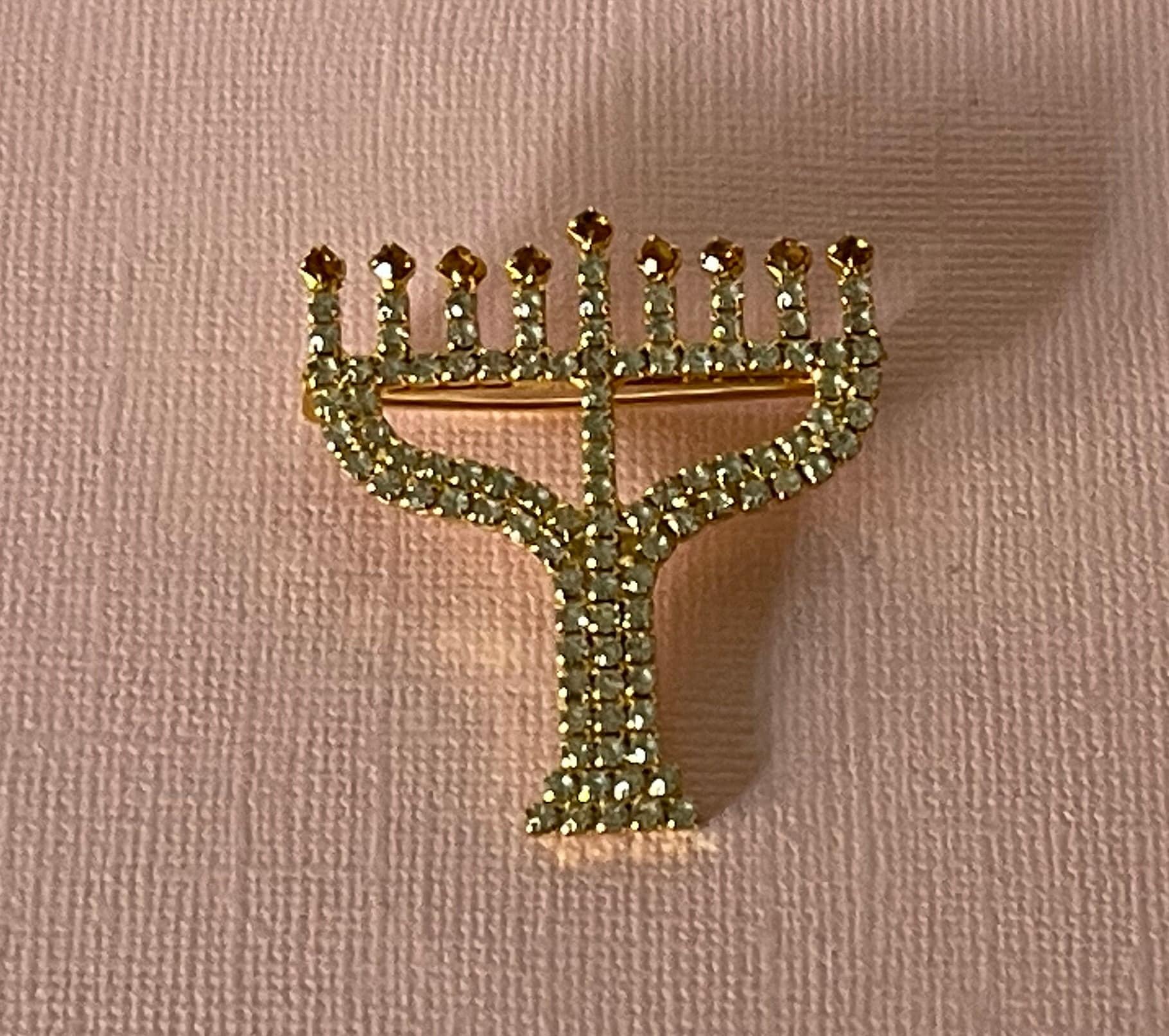 Vintage Rhinestone Menorah Pin Jewish Pin Rhinestone Menorah - Etsy