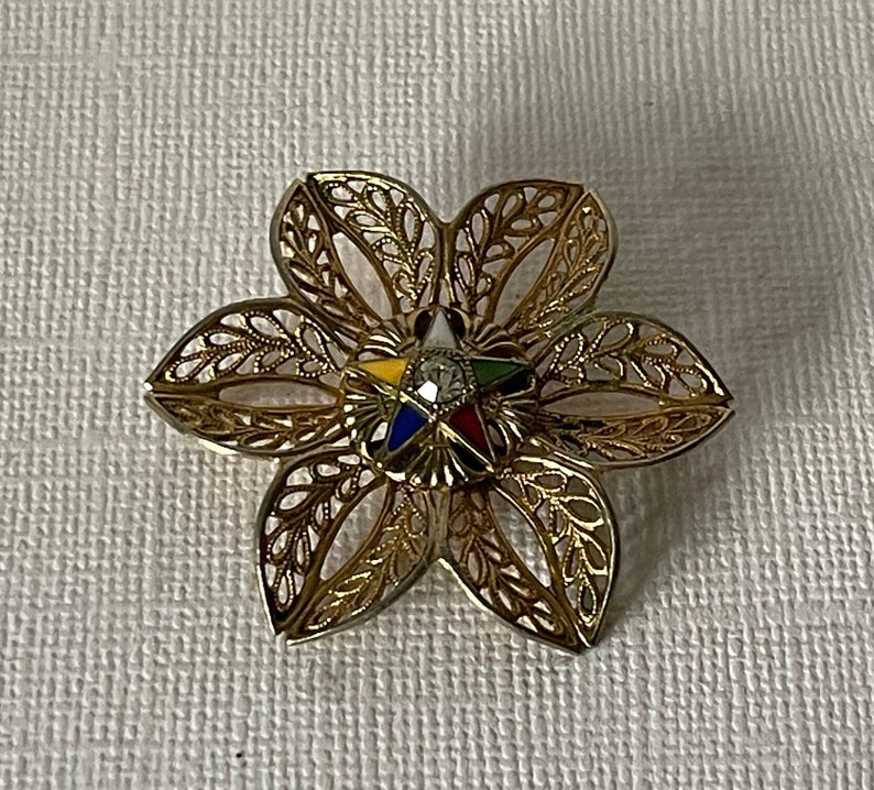 Vintage Order of the Eastern Star Flower Pin Eastern Star | Etsy
