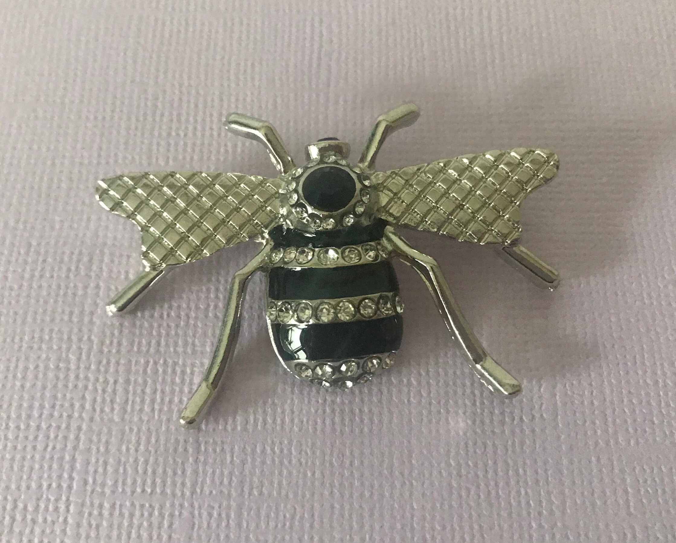 Vintage bee pin rhinestone bee pin bee brooch insect pin | Etsy