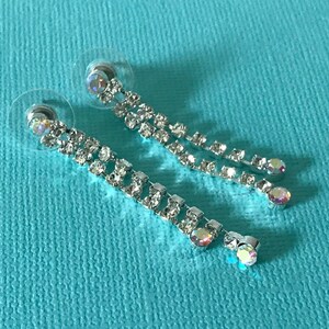 Vintage new Long Rhinestone Earrings Wedding - Etsy