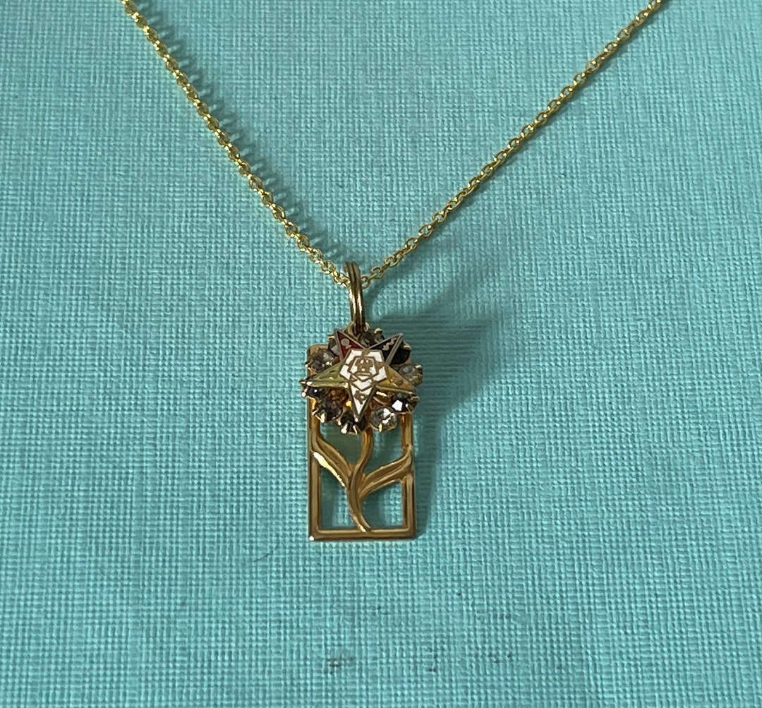 Vintage Order of the Eastern Star Necklace, Eastern Star Flower ...