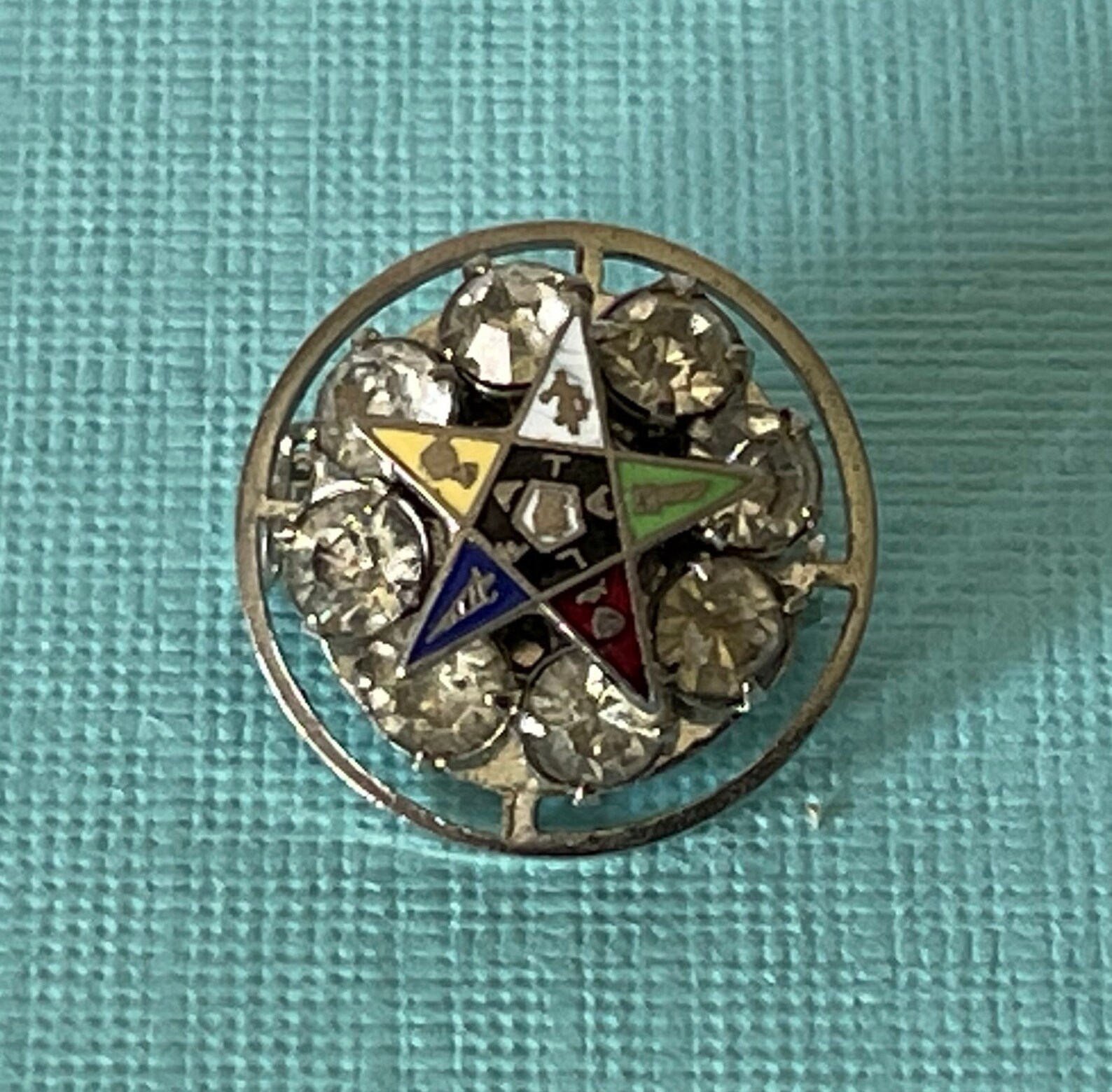 Vintage Order of the Eastern Star Brooch, OES Rhinestone Brooch ...