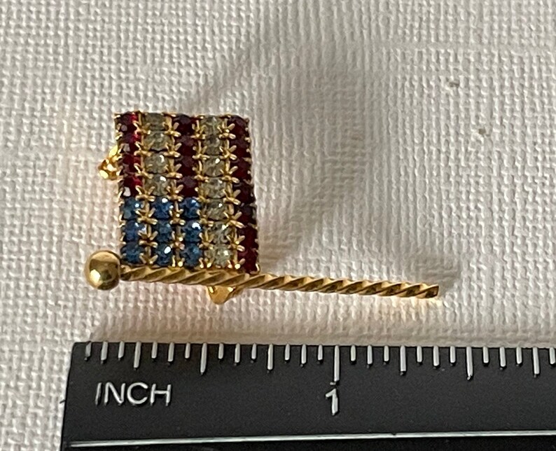 Vintage Flag Brooch American Flag Brooch Rhinestone Flag | Etsy
