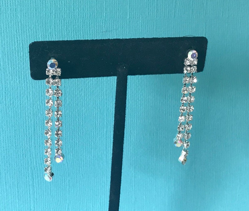 Vintage new Long Rhinestone Earrings Wedding - Etsy