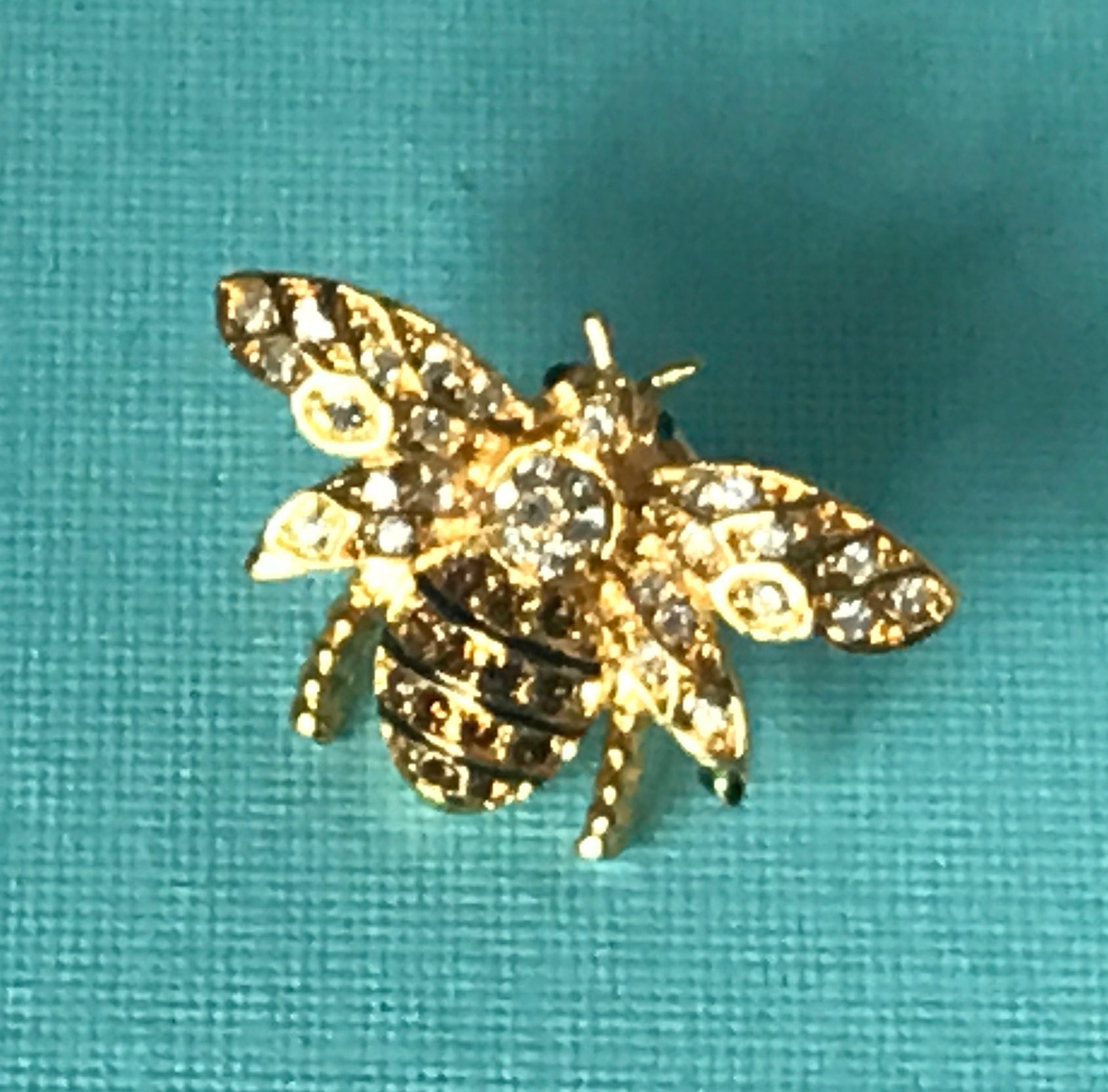 Vintage rhinestone bee pin bee lapel pin gold tone bee pin | Etsy