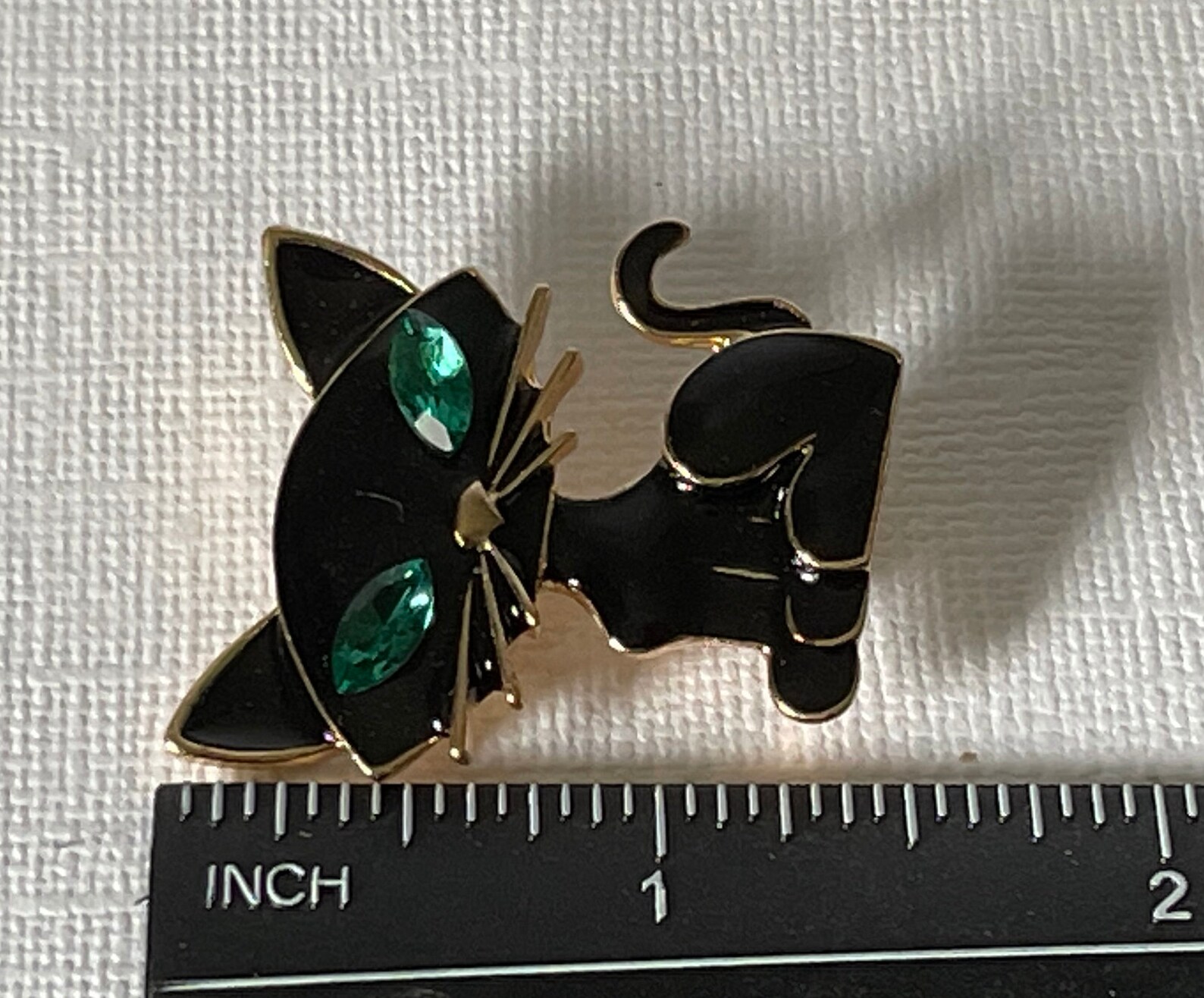 Black cat brooch rhinestone cat pin green eye cat pin cat | Etsy