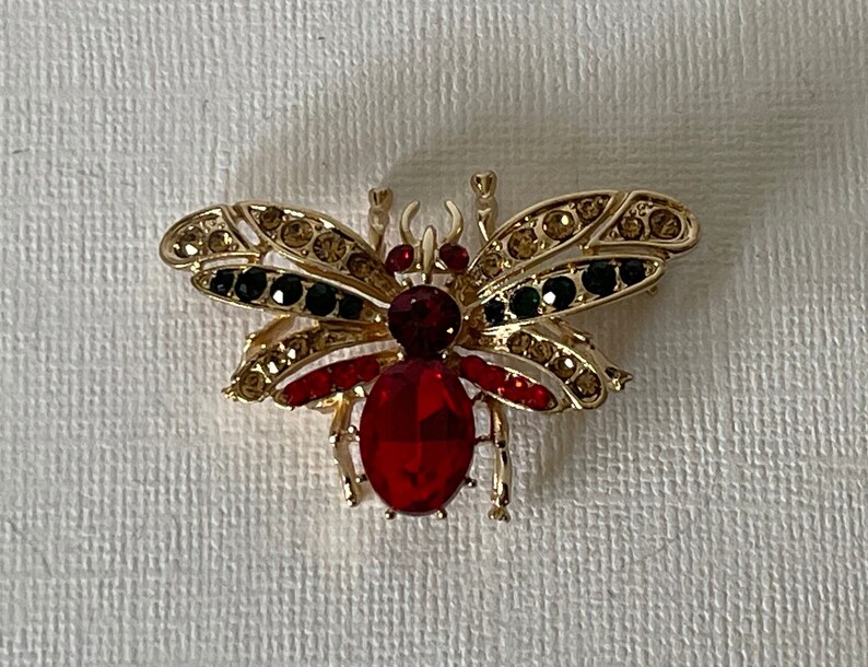 Red Rhinestone Bee Pin Rhinestone Bumble Bee Pin Bee Brooch - Etsy