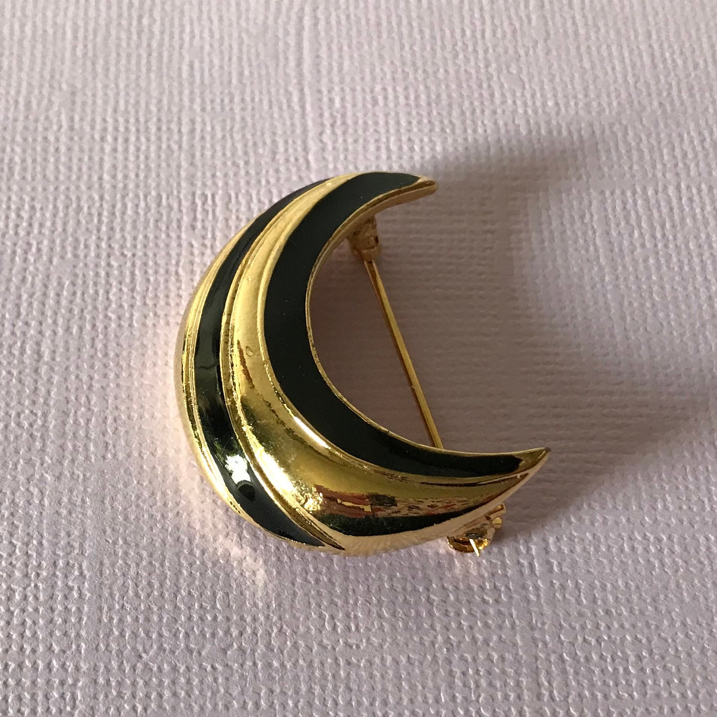 Black and Gold Crescent Moon Pin Moon Pin Waning Crescent | Etsy