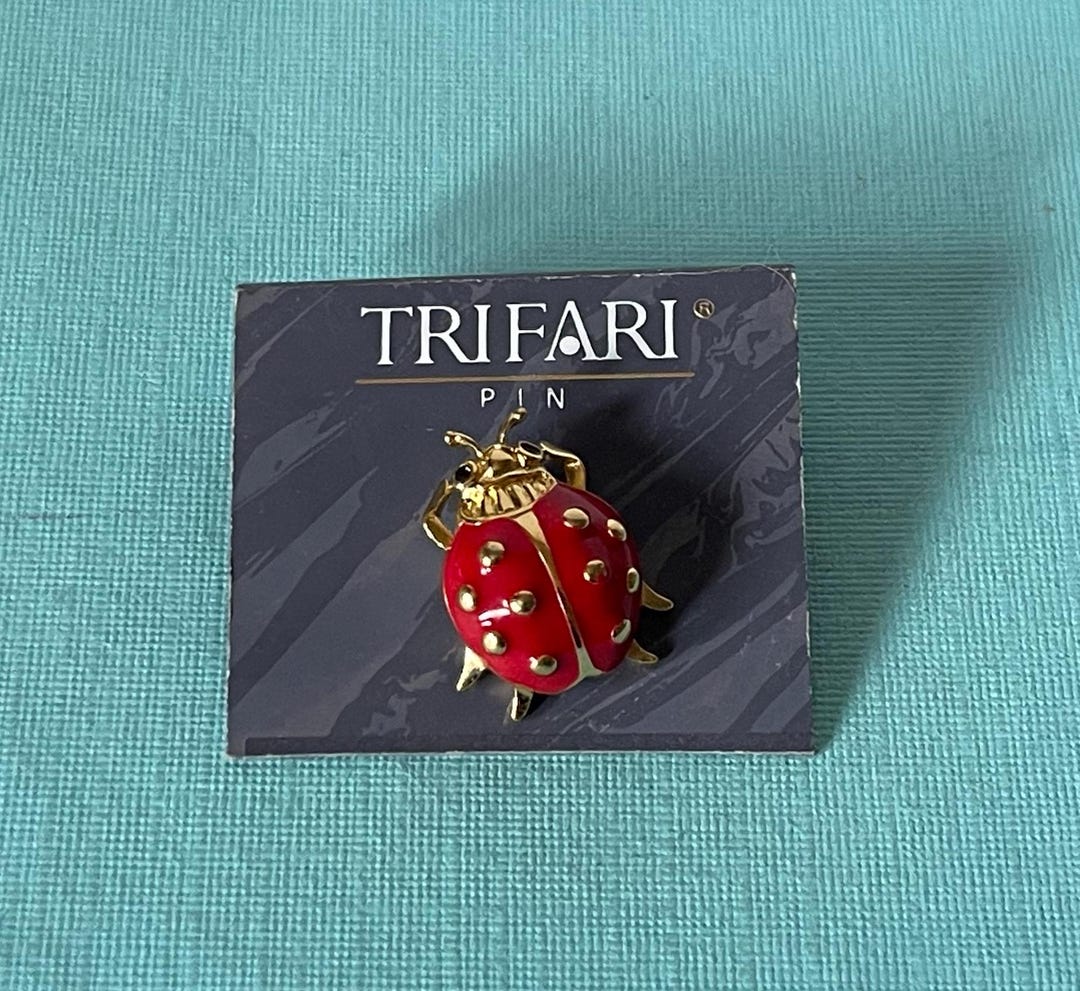 Vintage Ladybug Brooch, Trifari Lady Bug Brooch, Ladybug Jewelry, Beetle Brooch, Lady Bug Lapel ...