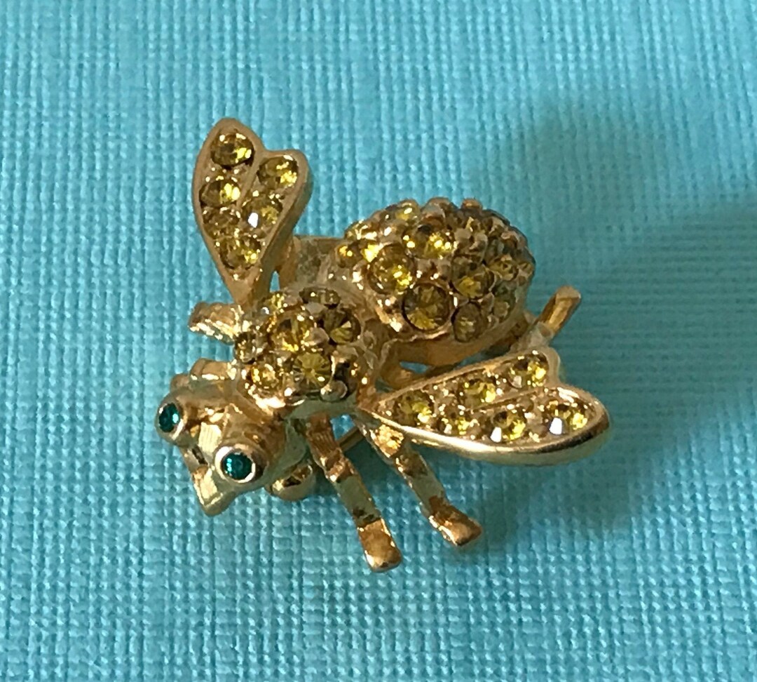 Vintage Joan Rivers Bee Pin, Signed Joan Rivers Bee Brooch, Yellow and ...