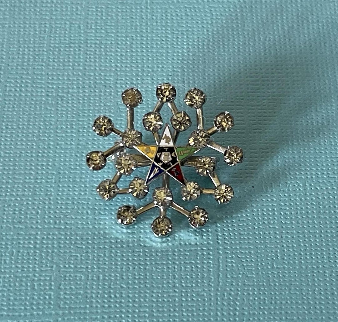 Vintage Order of the Eastern Star Brooch, Rhinestone Eastern Star Pin ...