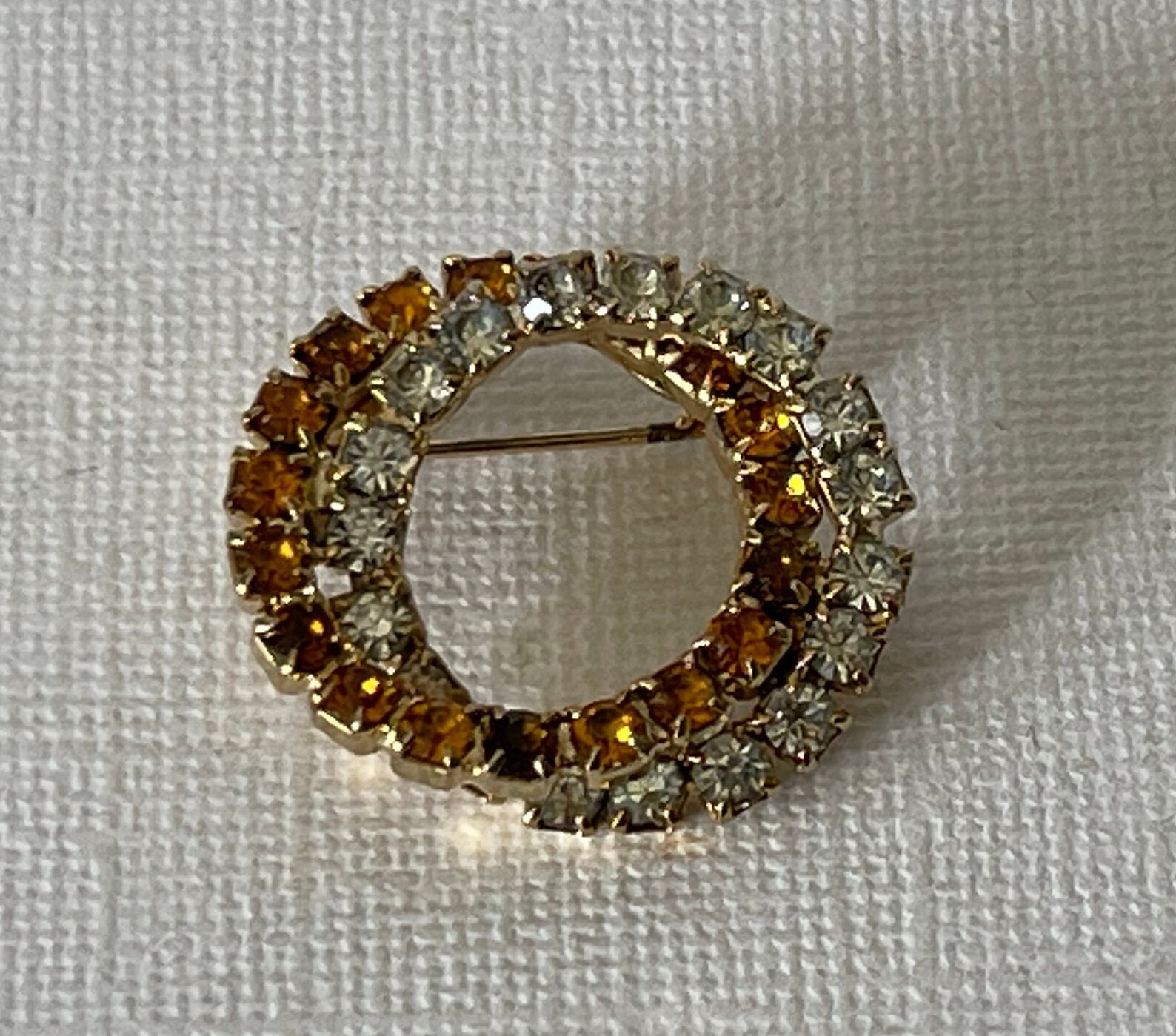 Vintage Rhinestone Double Circle Brooch Double Circle Pin - Etsy