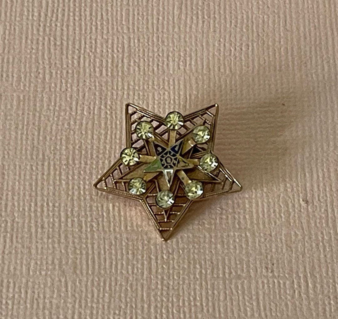 Vintage Order of the Eastern Star Brooch, OES Rhinestone Brooch ...