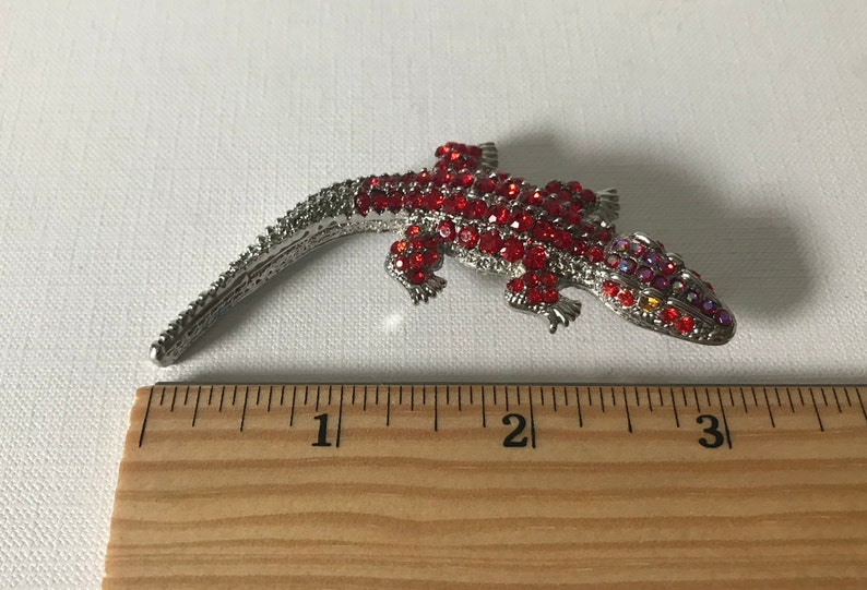 Rhinestone Alligator Pin Alligator Brooch Crocodile Pin Red | Etsy