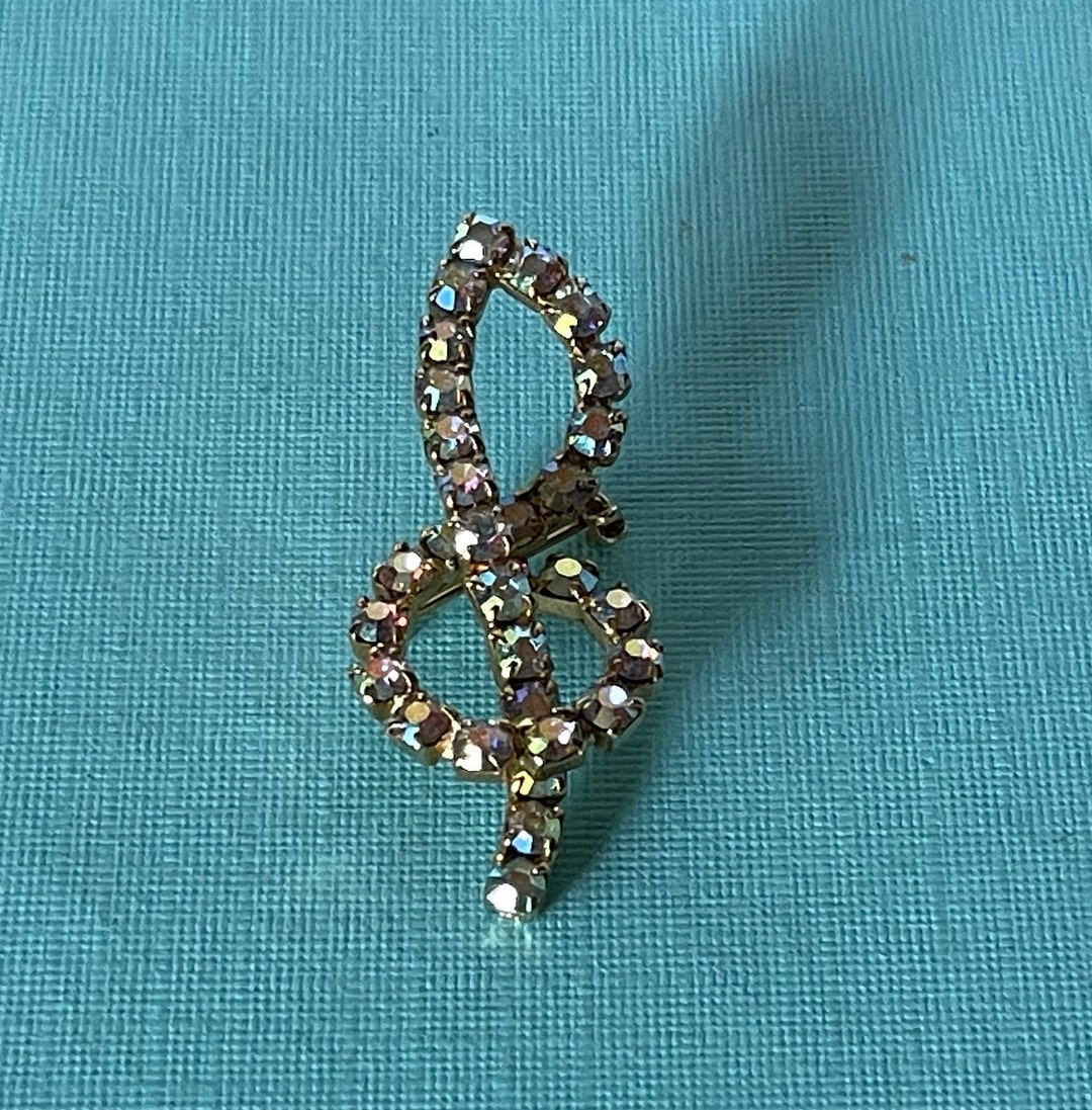 Vintage Rhinestone Treble Clef Brooch, Rhinestone Ampersand, Aurora ...
