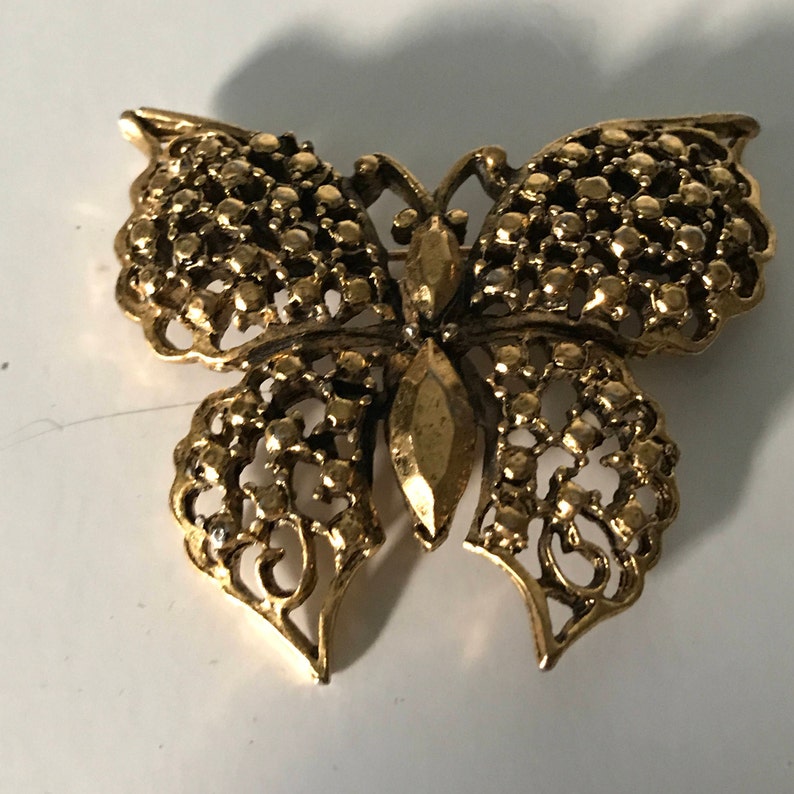 Vintage gold butterfly brooch vintage gold butterfly pin gold | Etsy
