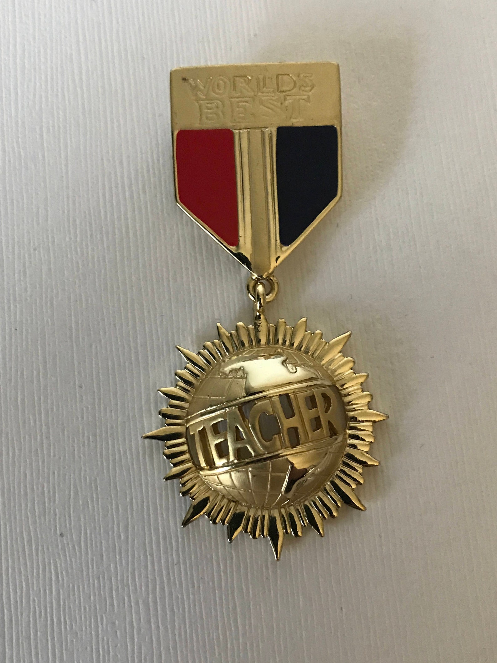 Vintage Worlds Best Teacher Pin Worlds Best Teacher Pin Gold | Etsy