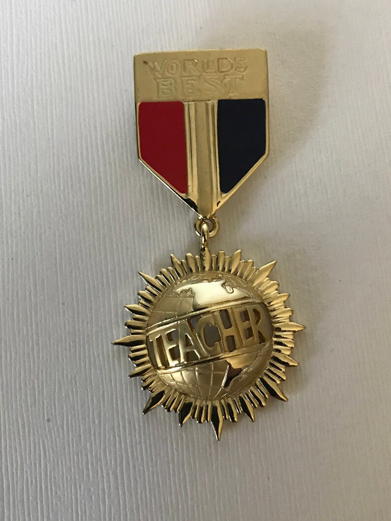 Vintage Worlds Best Teacher Pin Worlds Best Teacher Pin Gold | Etsy